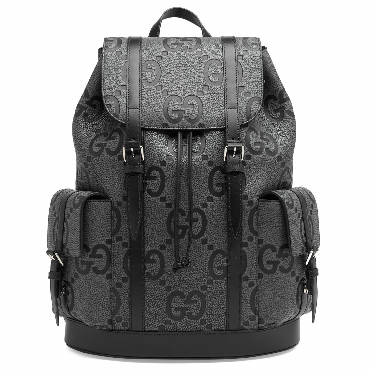 Gucci Men's GG Jumbo Leather Backpack in Black Gucci