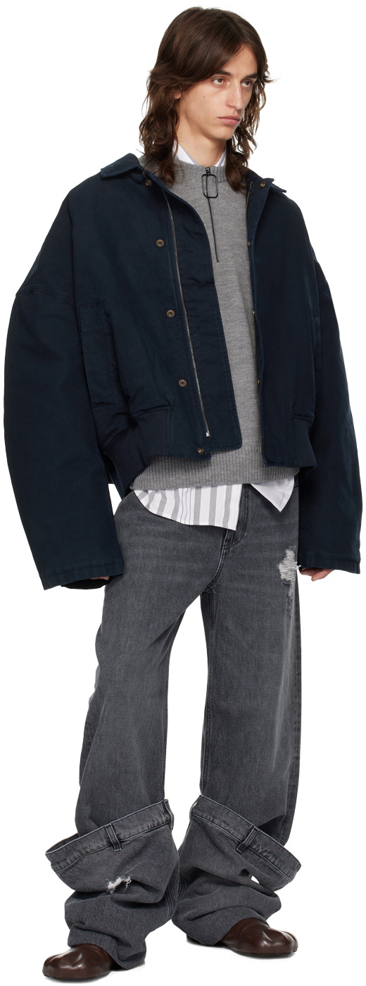 JW Anderson Navy Dropped Shoulders Jacket JW Anderson