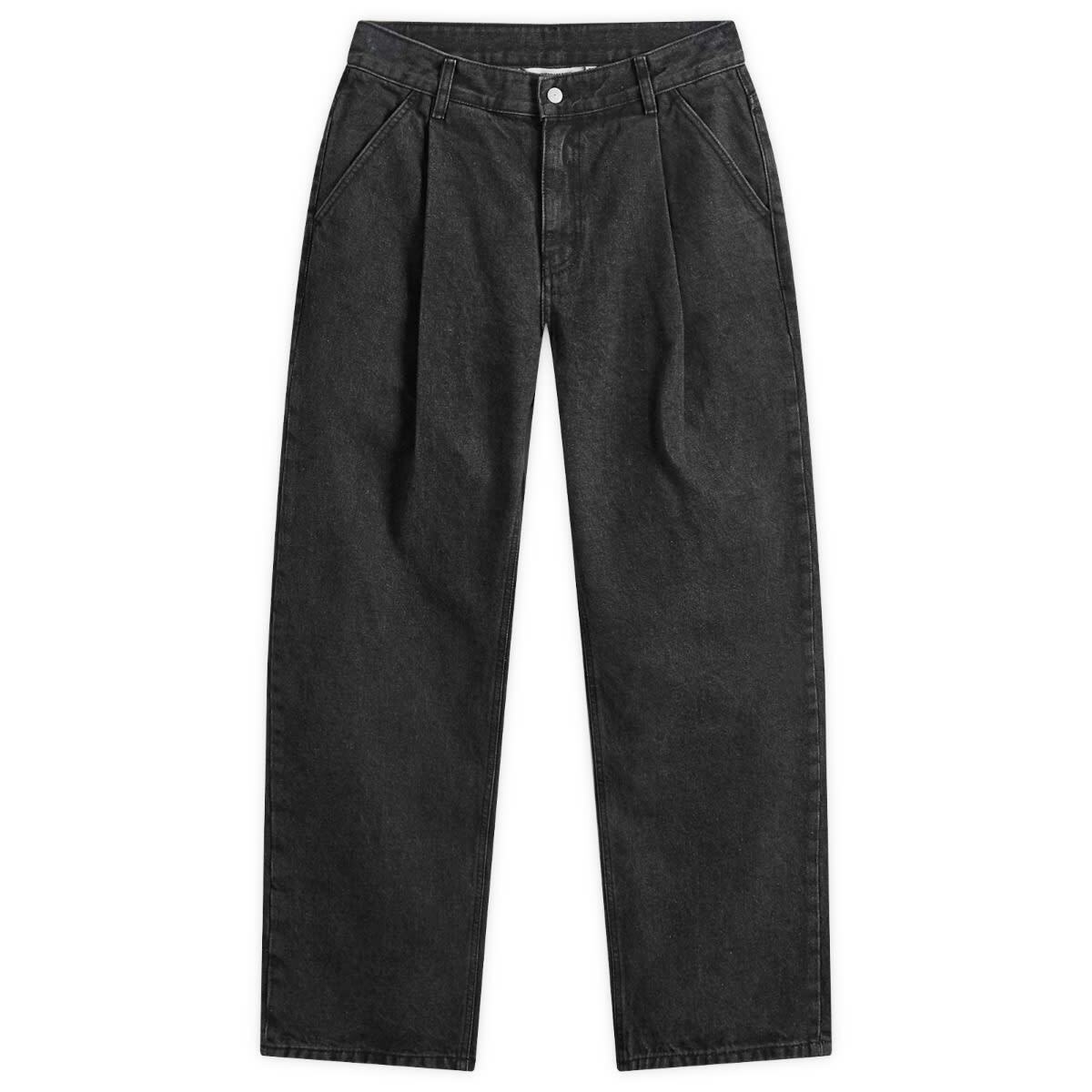 Uniform Bridge Men's Wide One Tuck Denim Jeans in Black Washed Uniform ...
