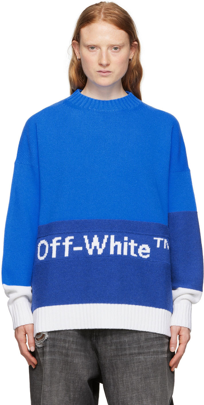 Off-White Blue Colorblocked Sweater Off-White