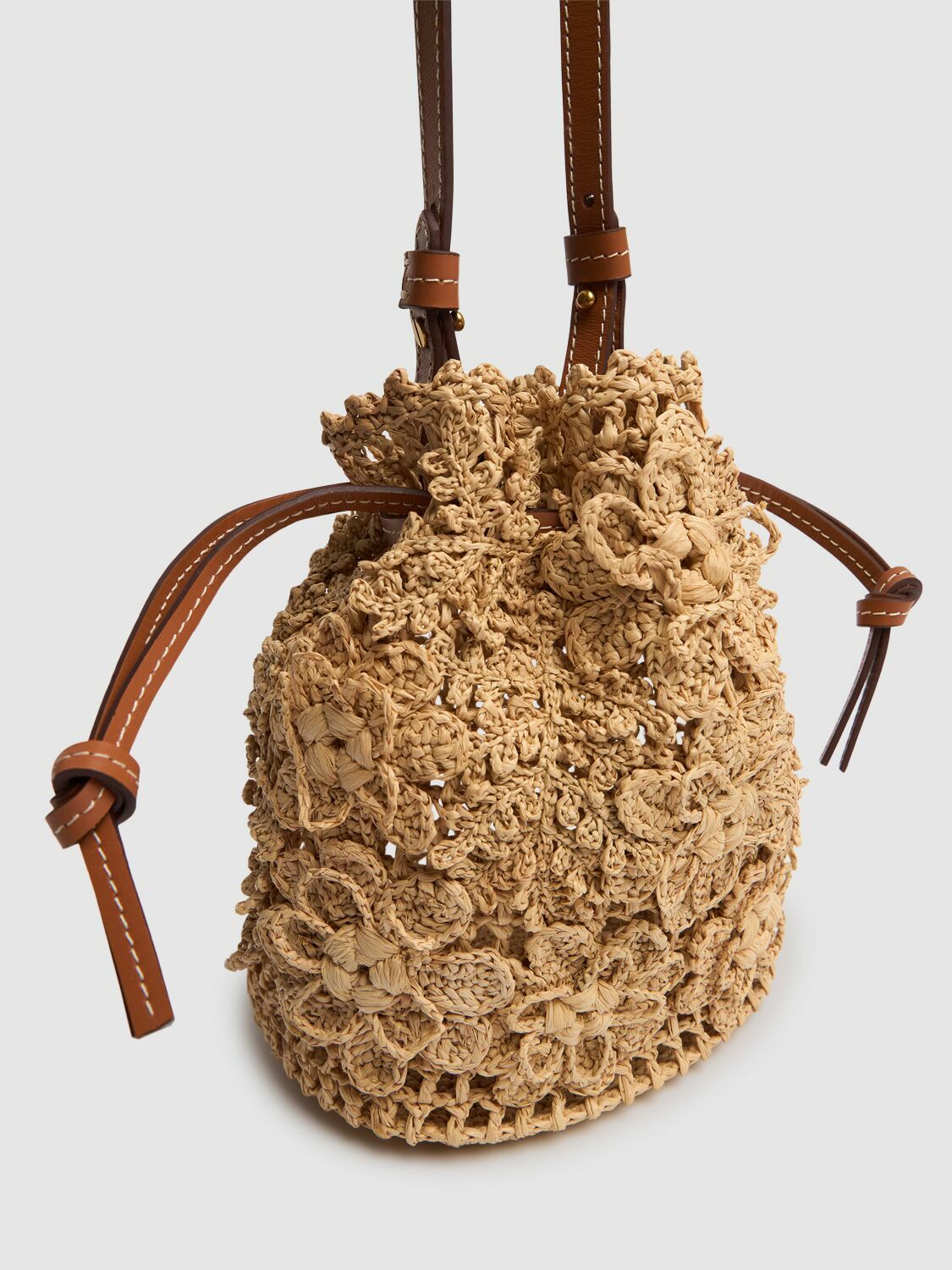 ZIMMERMANN Floral Raffia Bucket Bag Zimmermann