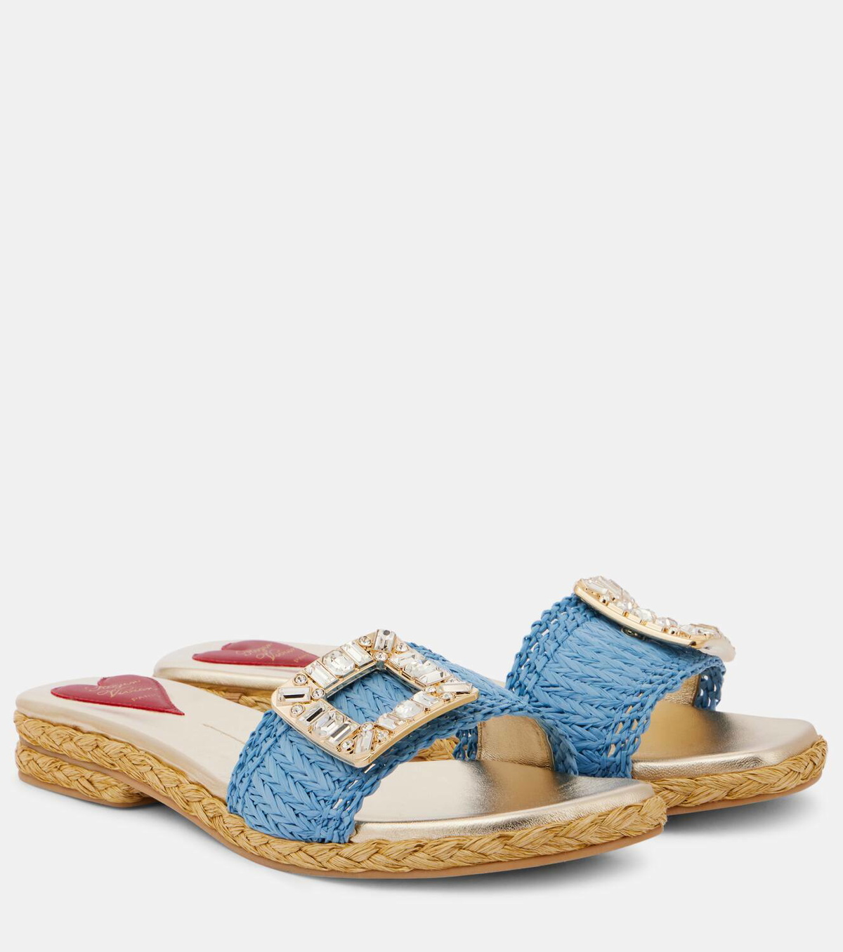 Roger Vivier Espa embellished raffia slides Roger Vivier