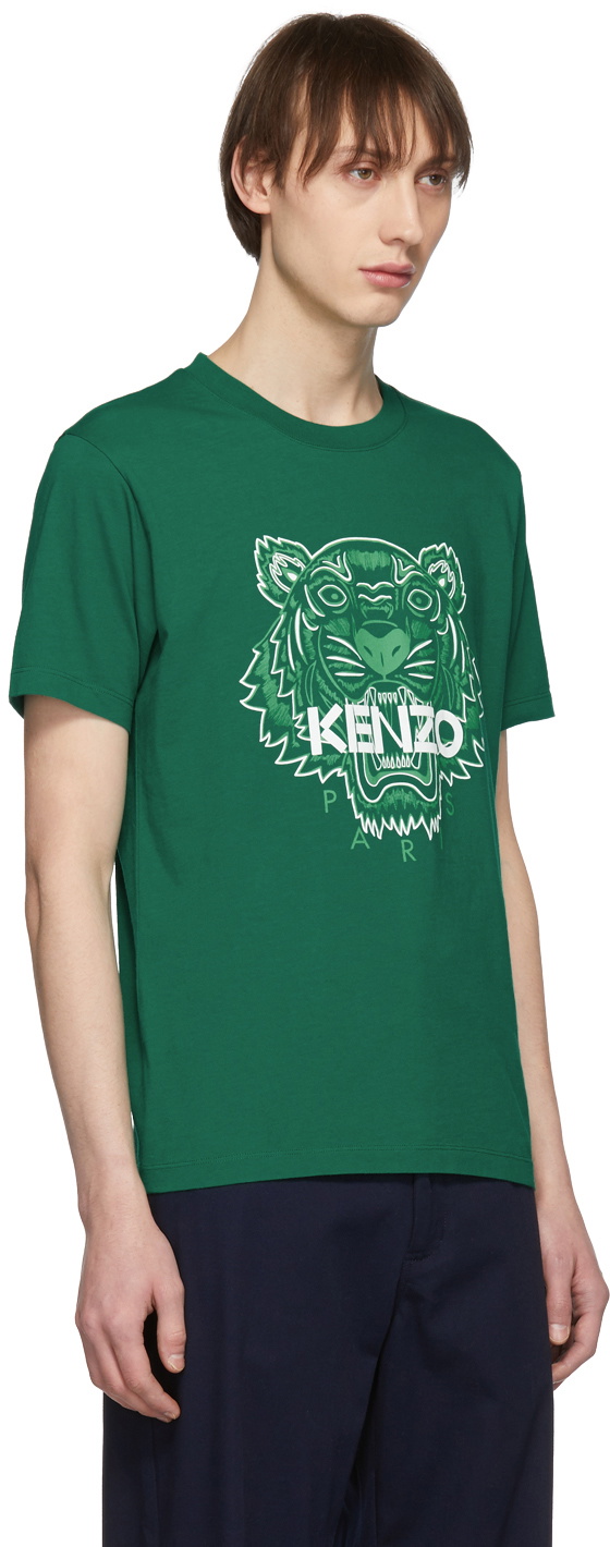 Kenzo Green Two-Tone Tiger T-Shirt Kenzo