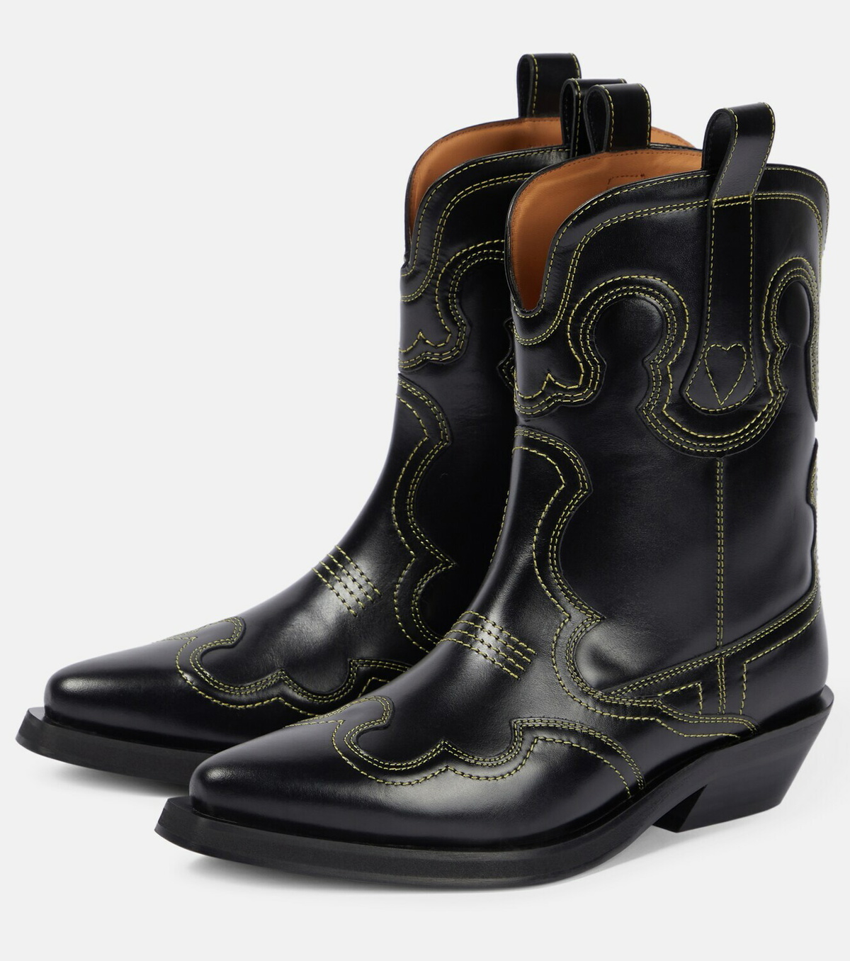 Ganni - Leather cowboy boots GANNI