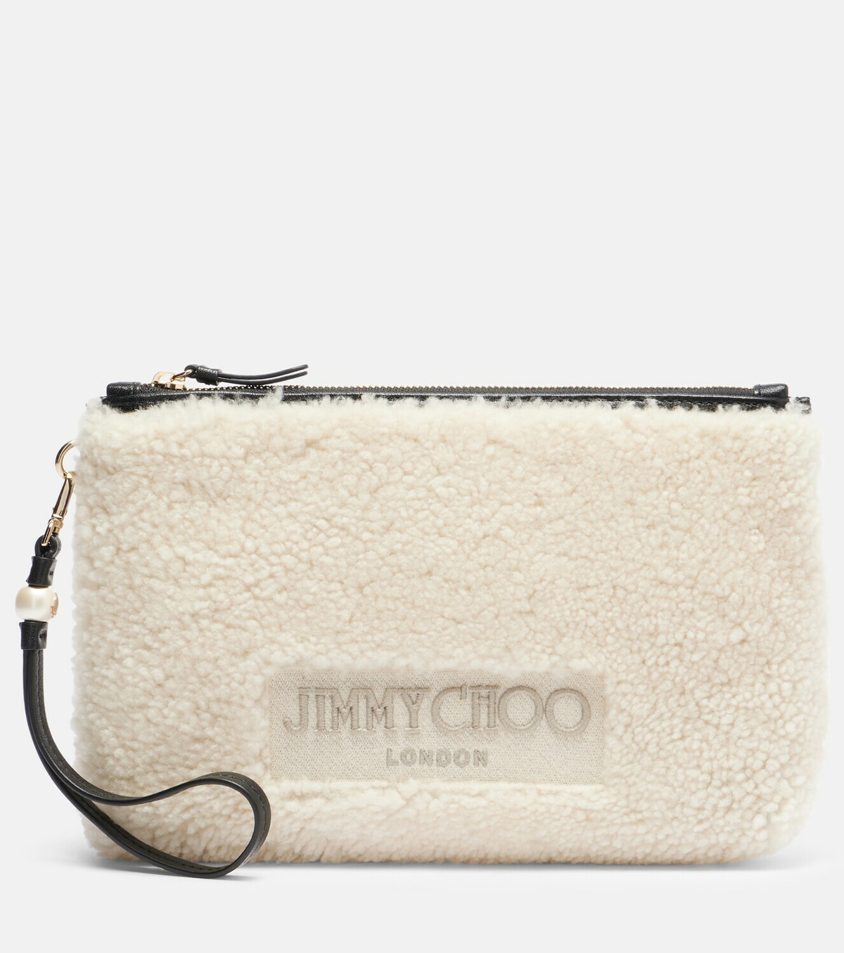 Jimmy Choo Logo shearling pouch with strap Jimmy Choo