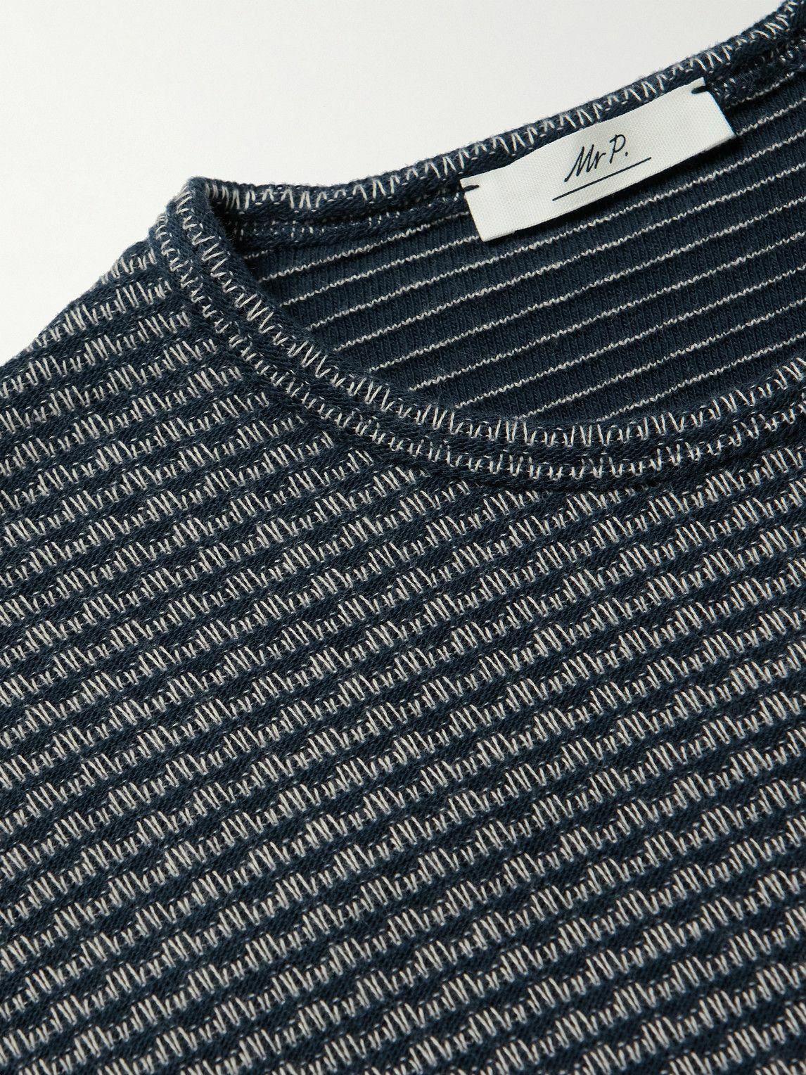 Mr P. - Embroidered Cotton T-Shirt - Blue Mr P.