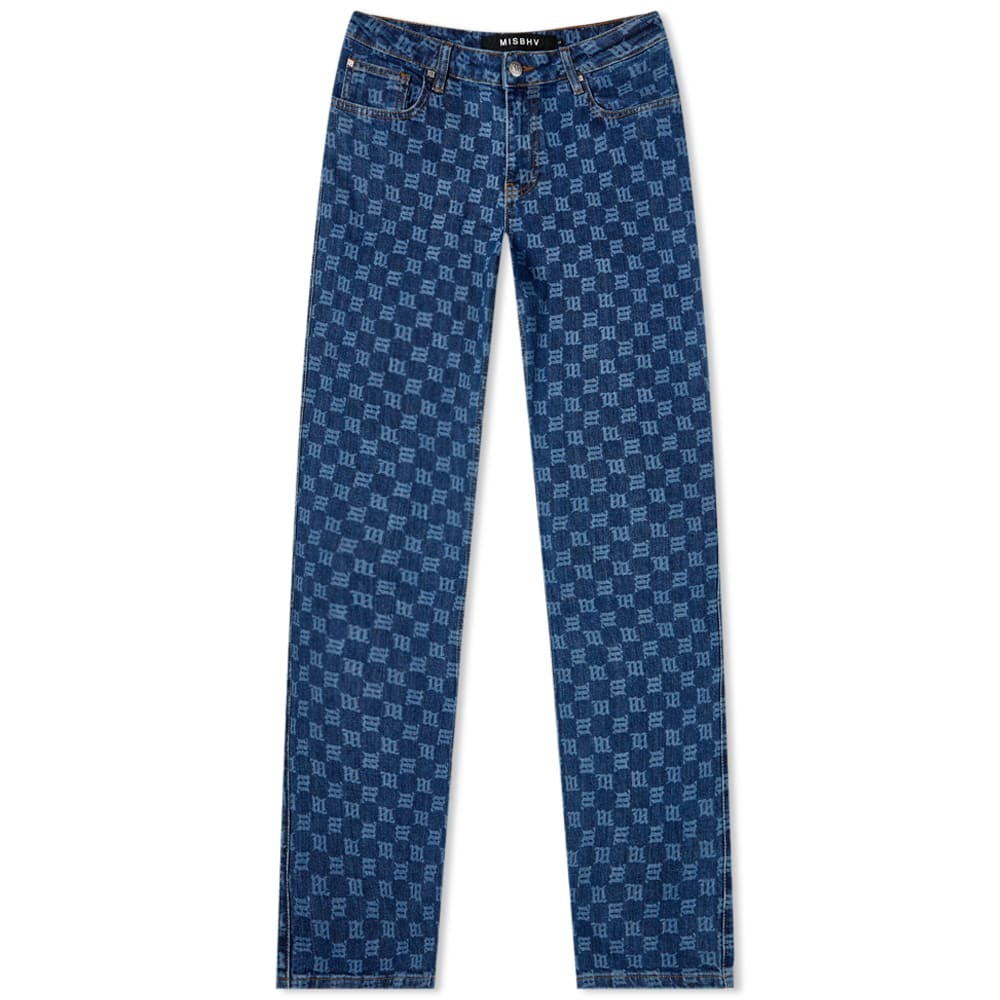 MISBHV Women's High Wasted Mono Logo Jeans in Denim Blue MISBHV