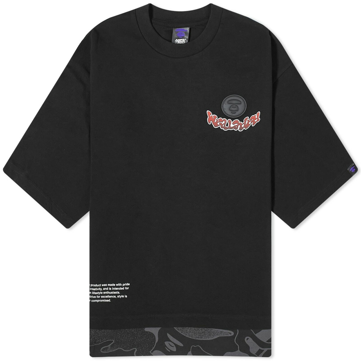Men's AAPE Team Silicon Emboss Badge T-Shirt in Black AAPE by A Bathing Ape