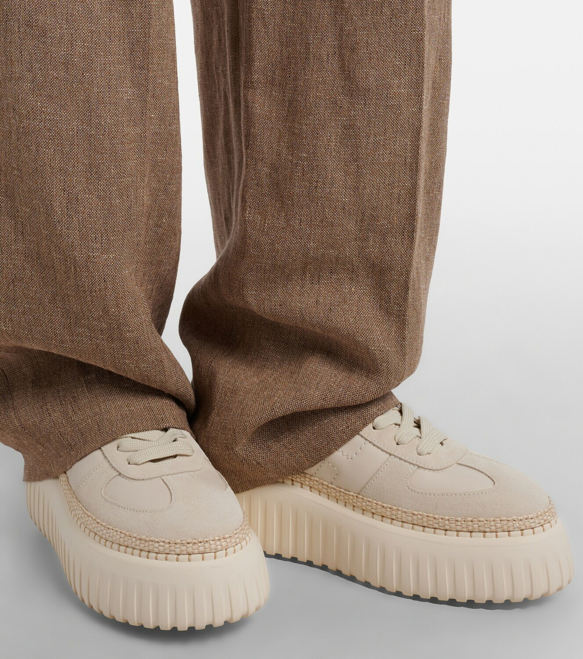 Hogan H710 H-Stripes leather and suede platform sneakers Hogan