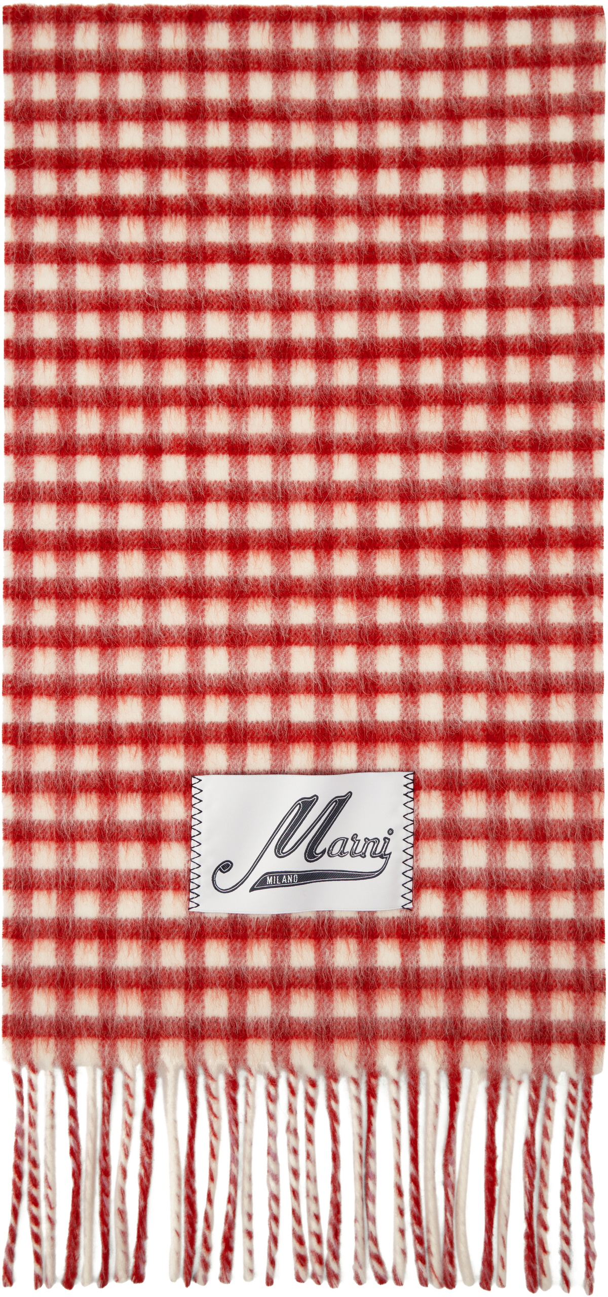 Marni Red & White Double Check Scarf Marni