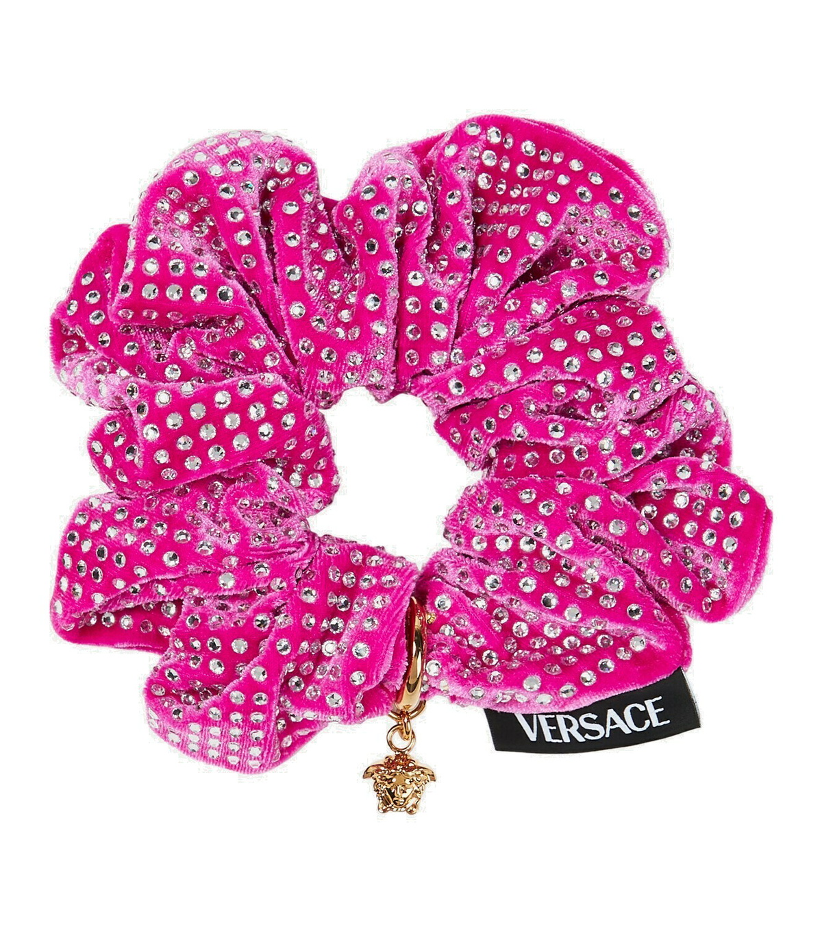 Versace - Medusa velvet embellished scrunchie Versace