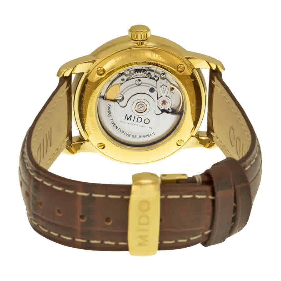 Mido Baroncelli Automatic White Dial Brown Leather Mens Watch M86003268 ...