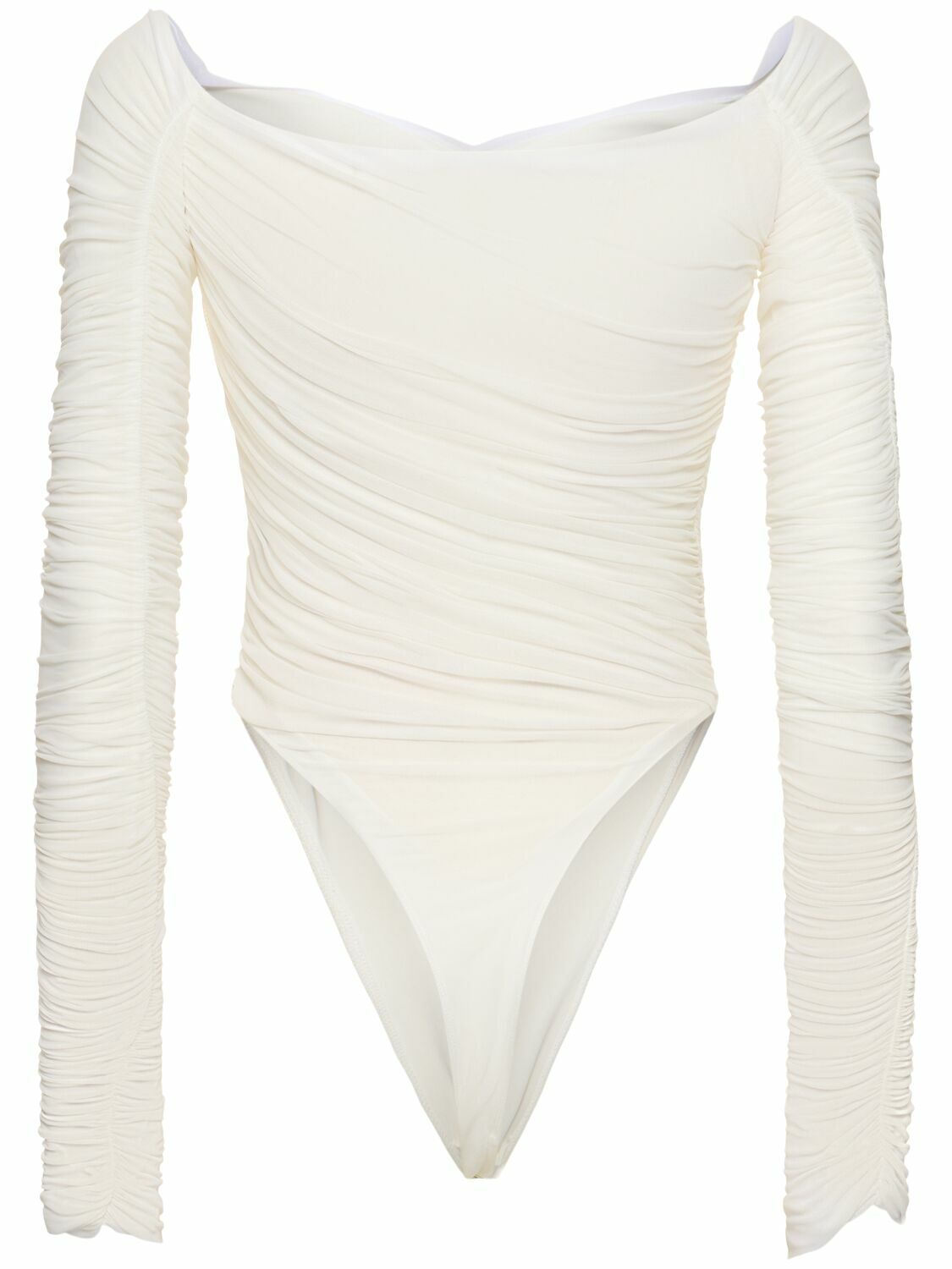 MUGLER Draped Long Sleeve Bodysuit Mugler