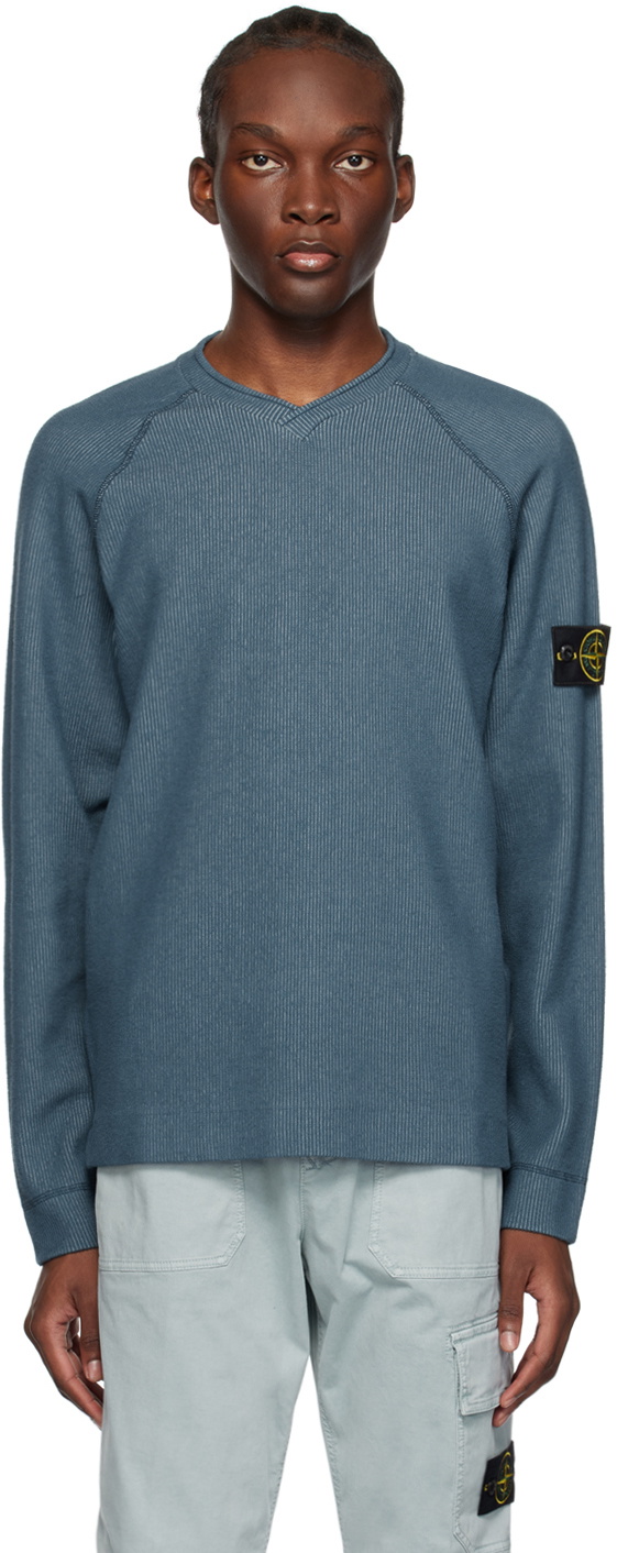 Stone Island Blue Raglan Sweater Stone Island