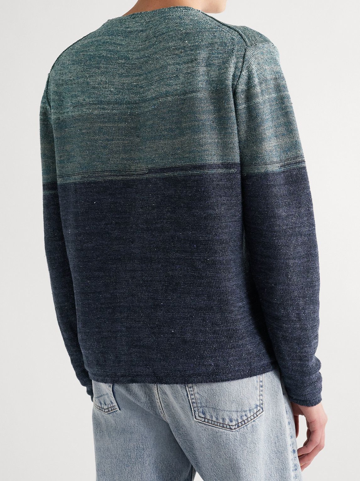 Inis Meáin - Ombré Donegal Linen Sweater - Blue Inis Meáin