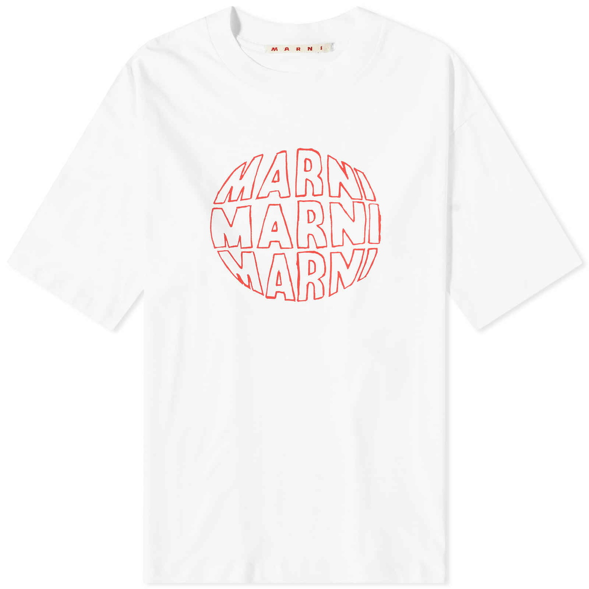 Marni Men's Circular Logo T-Shirt in Lily White Marni