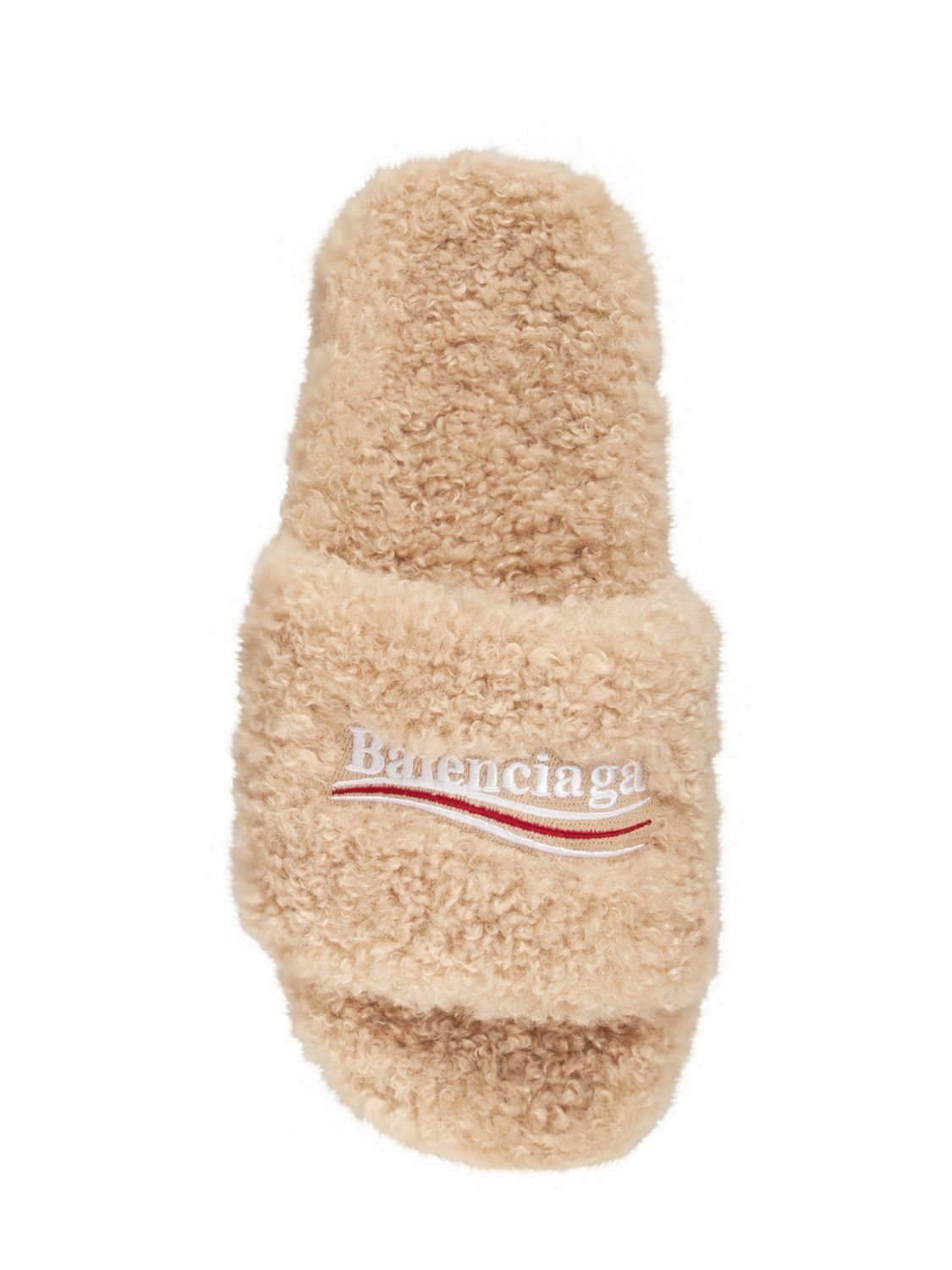BALENCIAGA - 10mm Furry Faux Shearling Slide Sandals Balenciaga