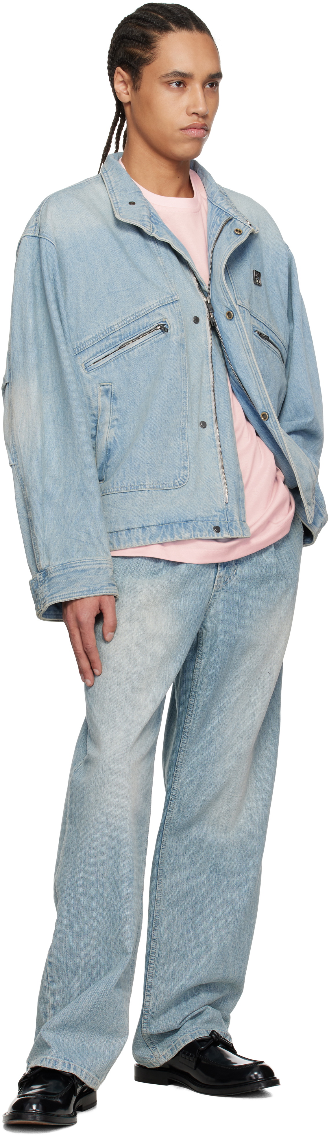 WOOYOUNGMI Blue High Neck Denim Jacket Wooyoungmi