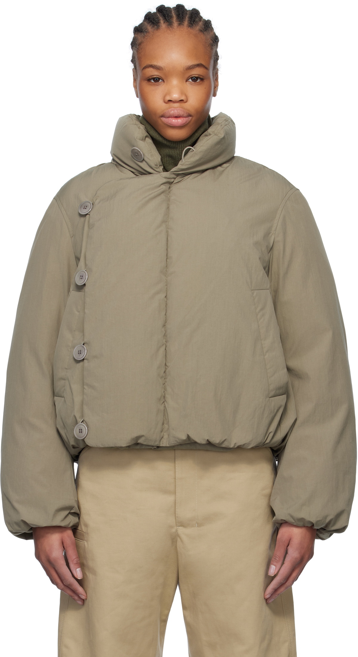 LEMAIRE Taupe Short Puffer Down Jacket Lemaire