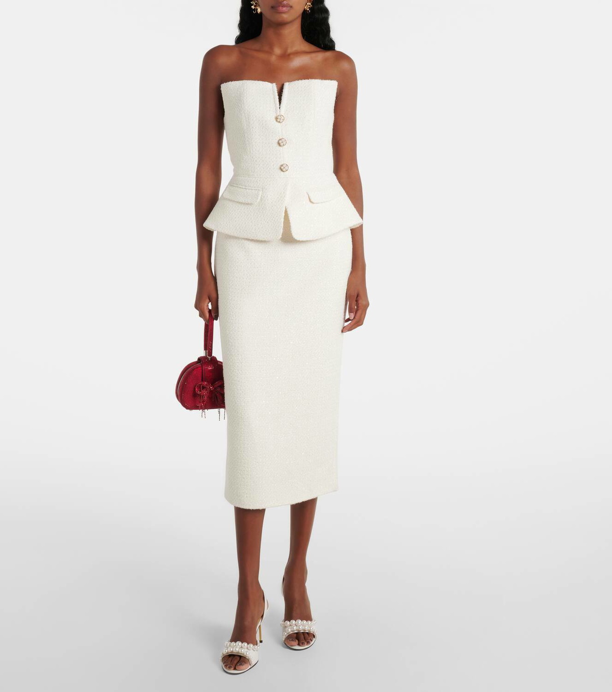 Self-Portrait Bridal sequinned bouclé midi dress Self-Portrait