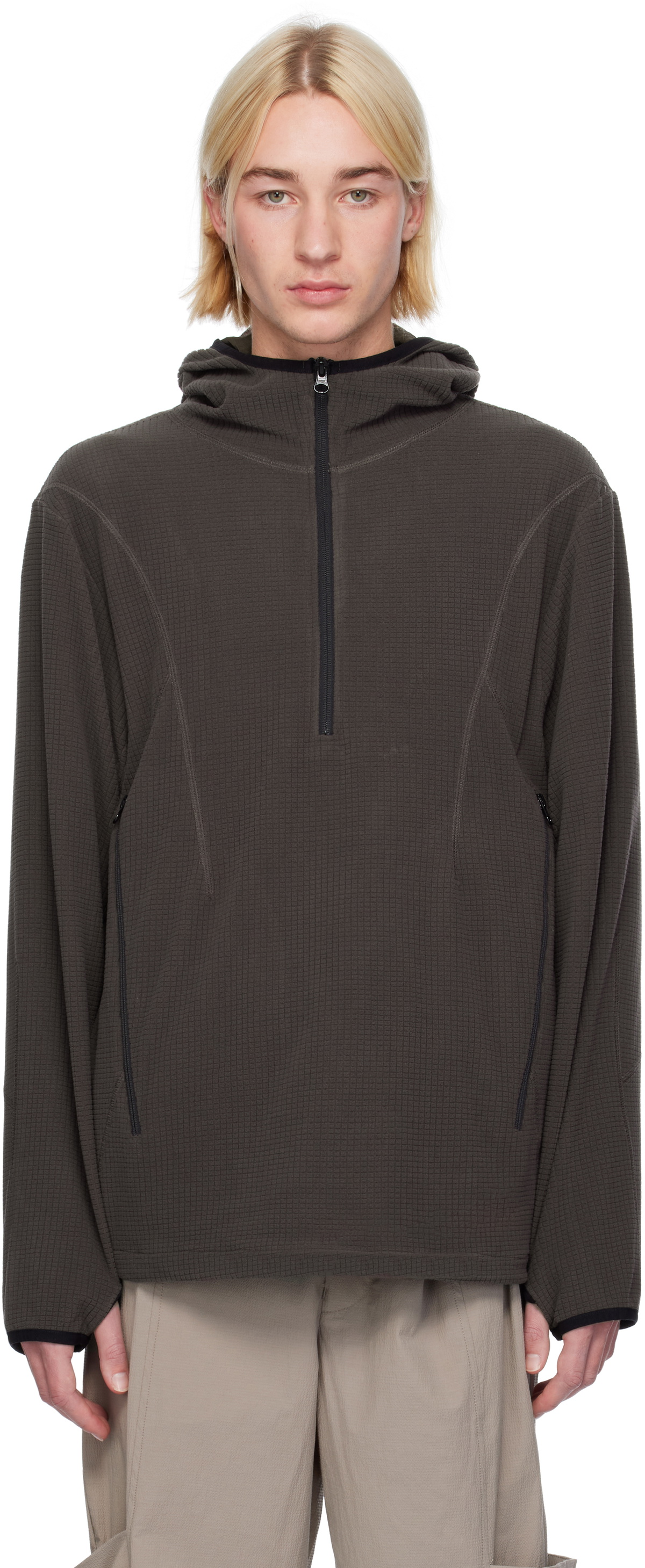 J EONGL I Brown Fleece Half Zip-Up Jacket