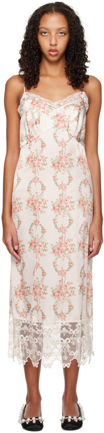 Simone Rocha Off-White Floral Midi Dress Simone Rocha