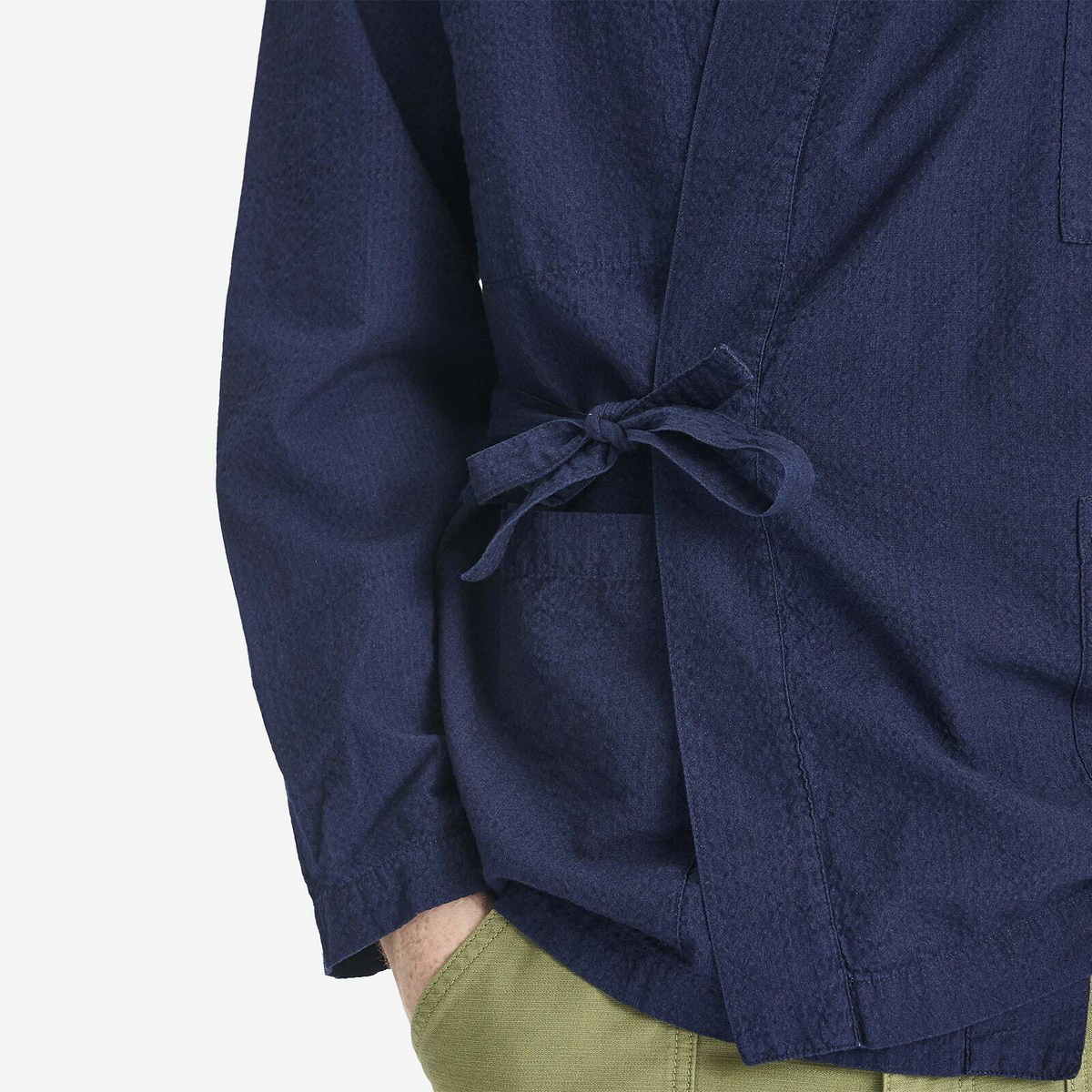Universal Works Men's Seersucker Kyoto Work Jacket in Washed Indigo ...