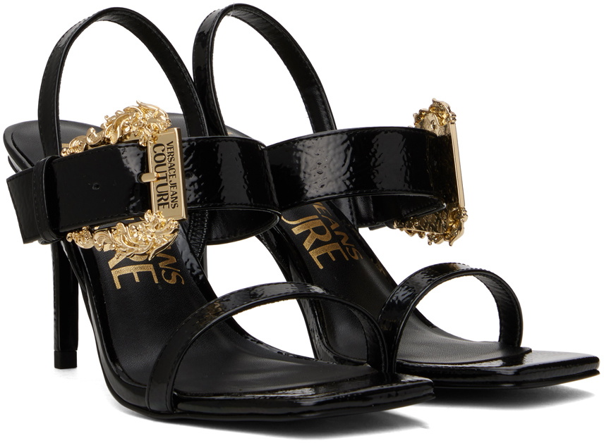Versace Jeans Couture Black Baroque Emily Slingback Heeled Sandals Versace