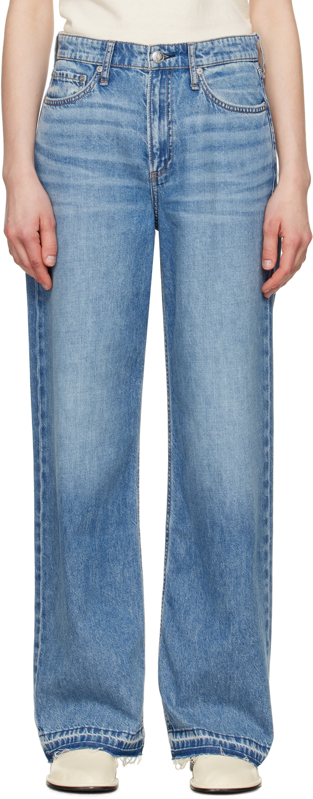 rag & bone Blue Featherweight Logan Wide-Leg Jeans Rag and Bone