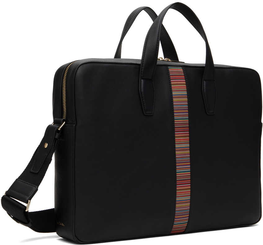 Paul Smith Black Leather Signature Stripe Business Briefcase Paul Smith