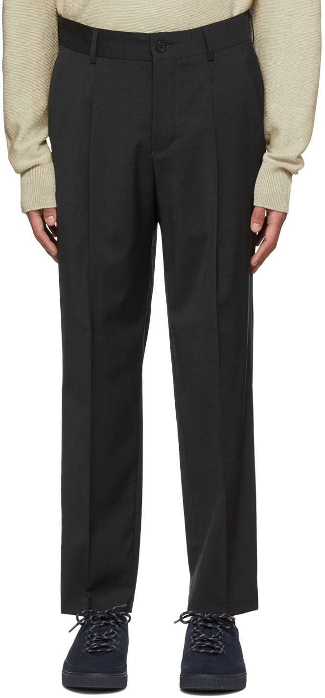 Hugo Grey Virgin Wool Trousers Hugo Boss
