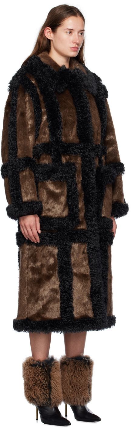 Stand Studio Brown & Black Hayden Faux-Fur Coat Stand Studio