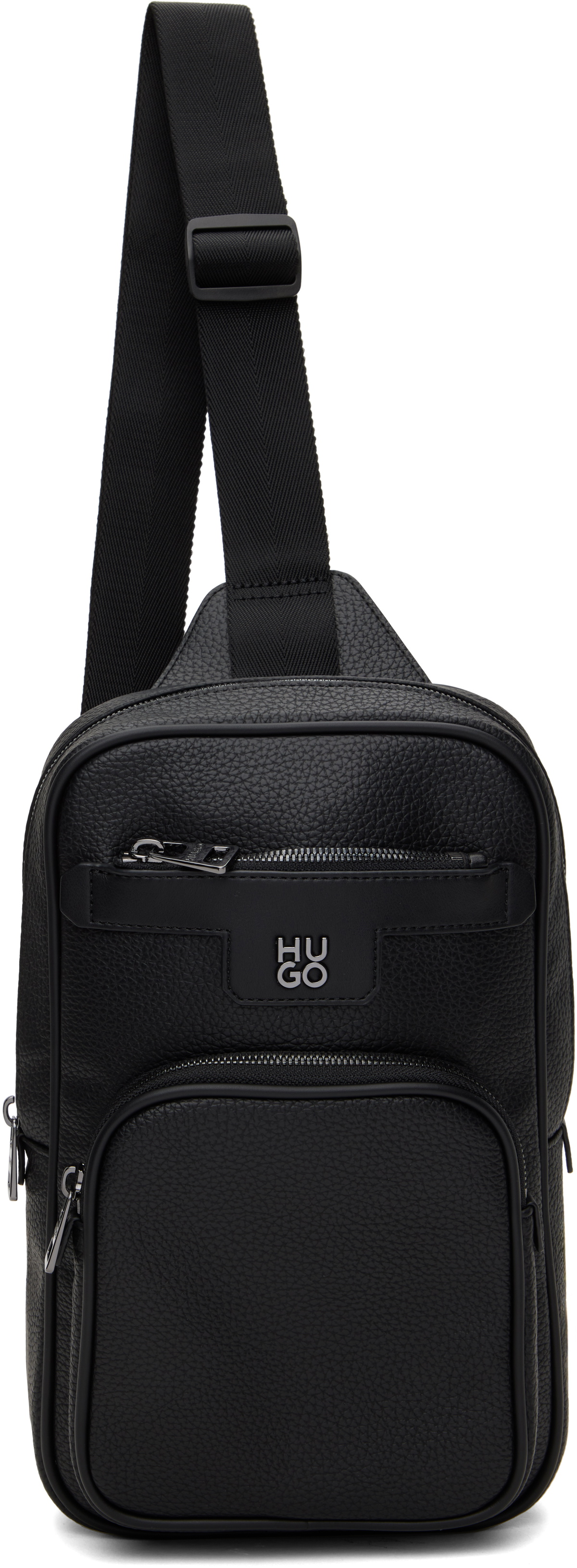 Hugo Black Grained Mono-Strap Backpack Hugo Boss