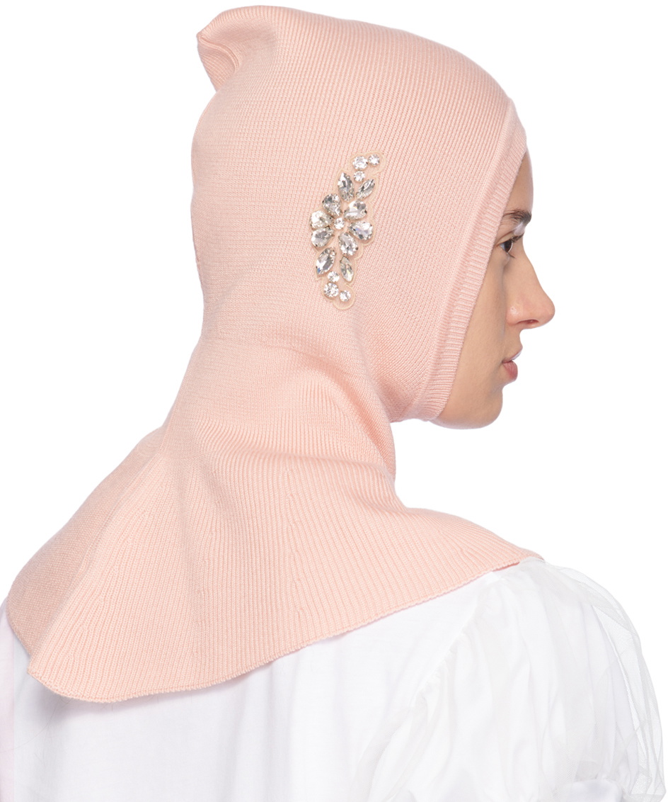 Simone Rocha Pink Embellished Pointed Balaclava Simone Rocha