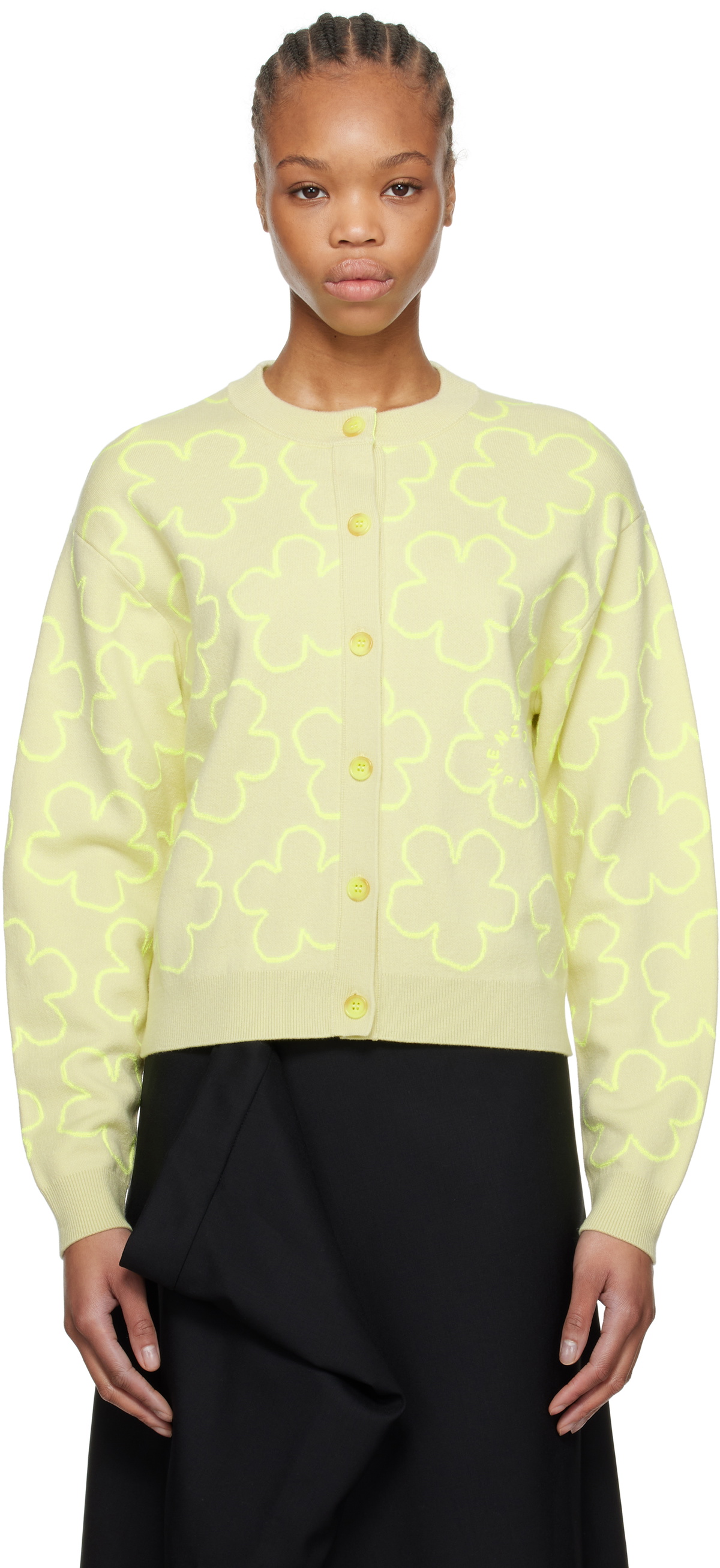 Kenzo Green Kenzo Paris 'Hana Dots' Embroidered Cardigan Kenzo