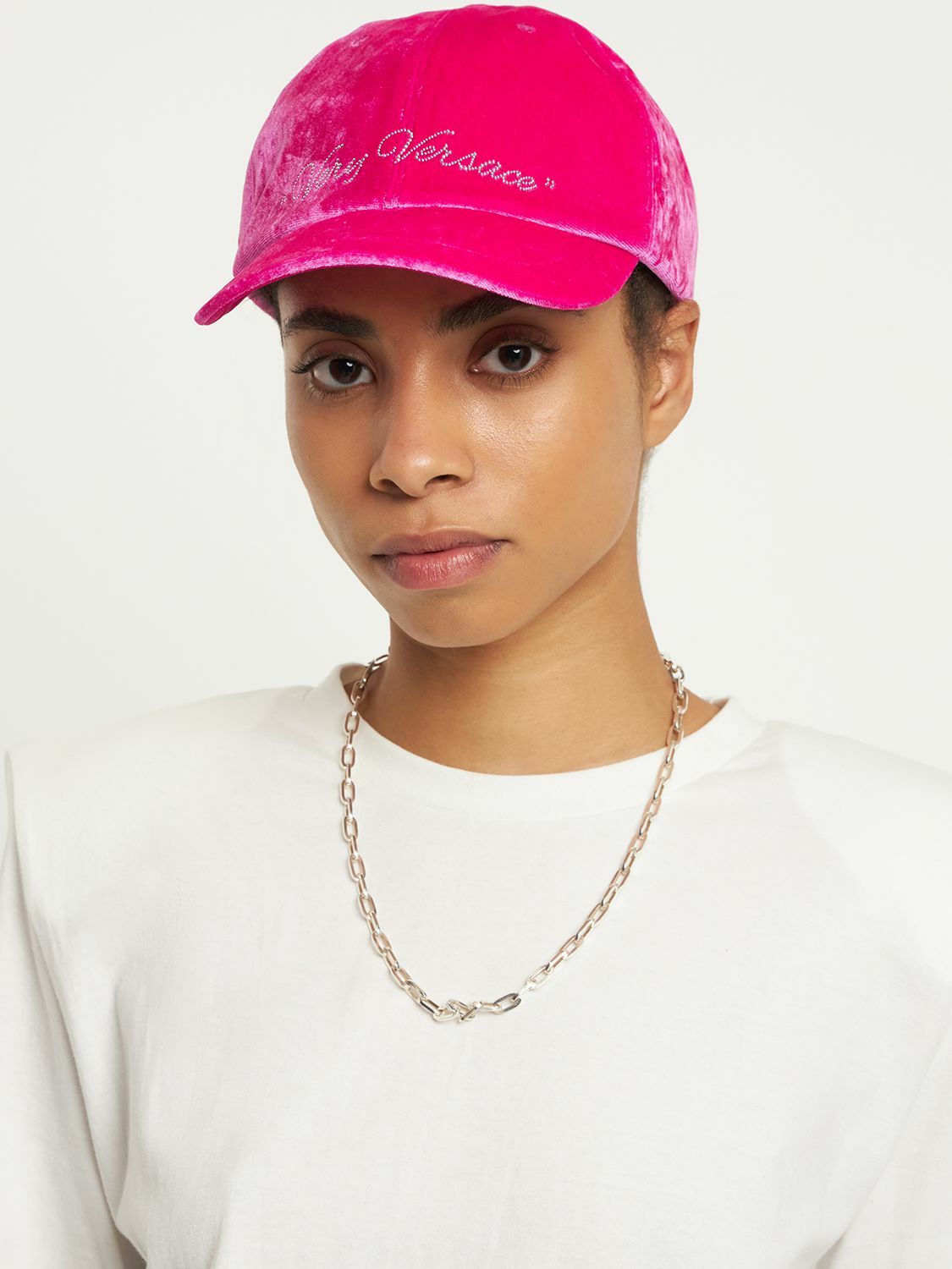 VERSACE - Embellished Velvet Baseball Cap Versace