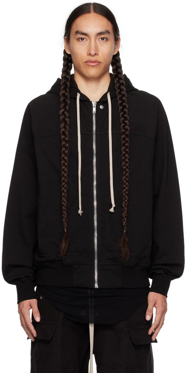 Rick Owens Black Zipped Hoodie Rick Owens