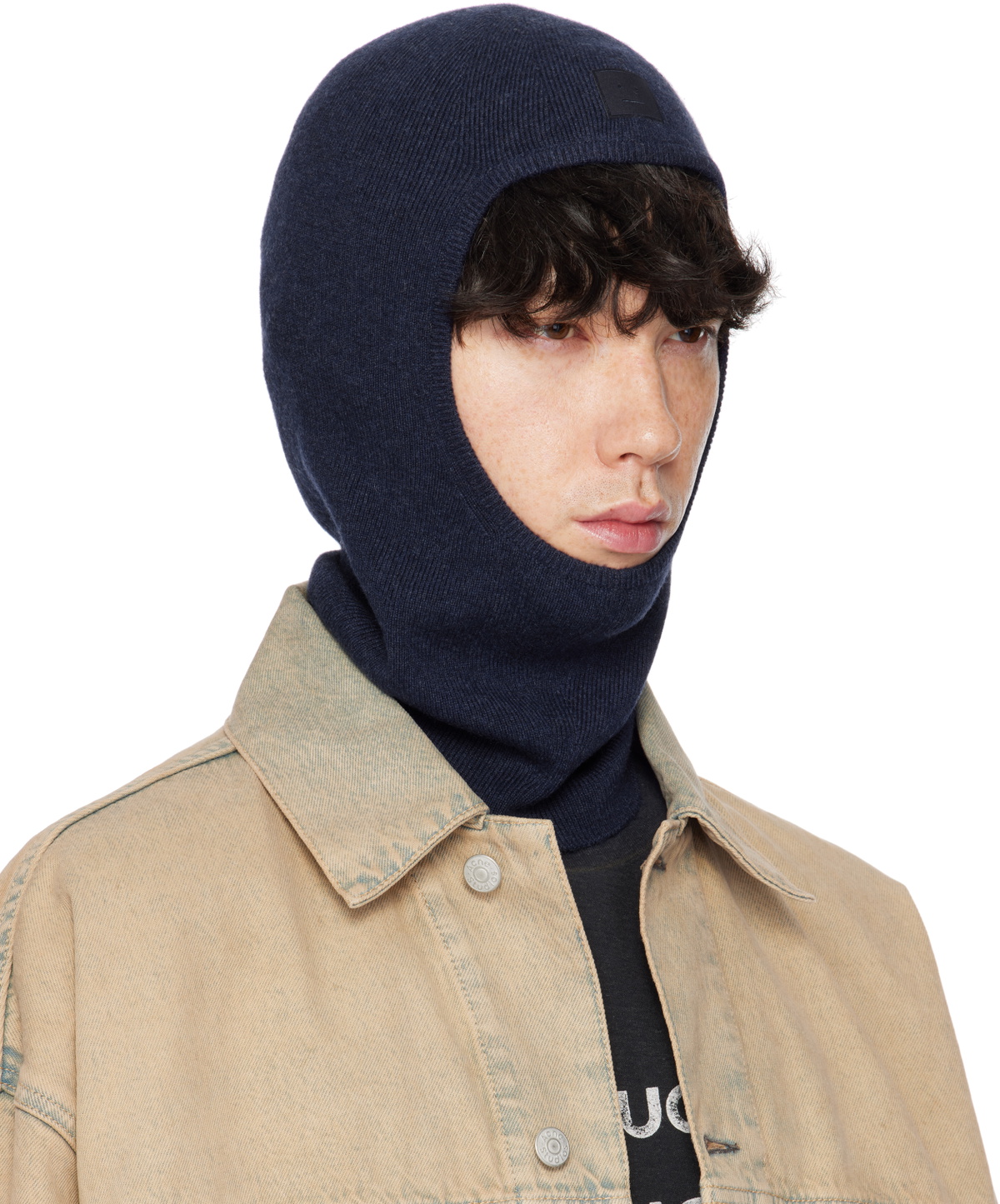 Acne Studios Navy Face Logo Balaclava Acne Studios