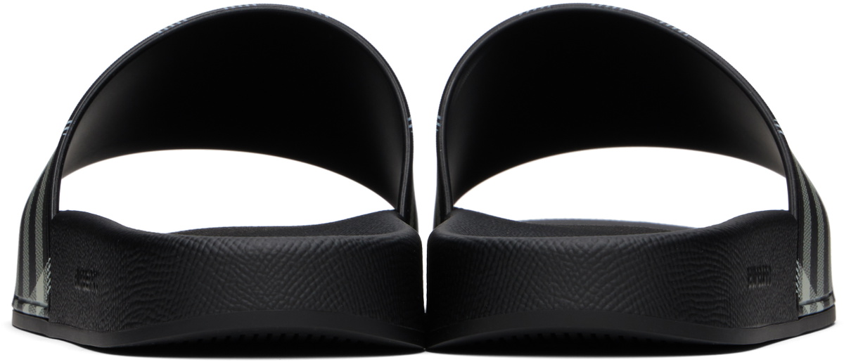 Burberry Black & White Check Pool Slides Burberry
