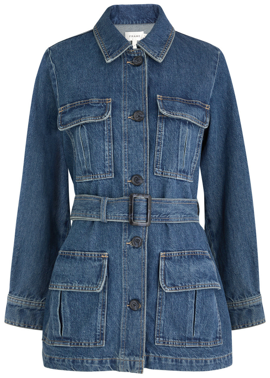 Frame Belted Denim Jacket Blue Frame Denim