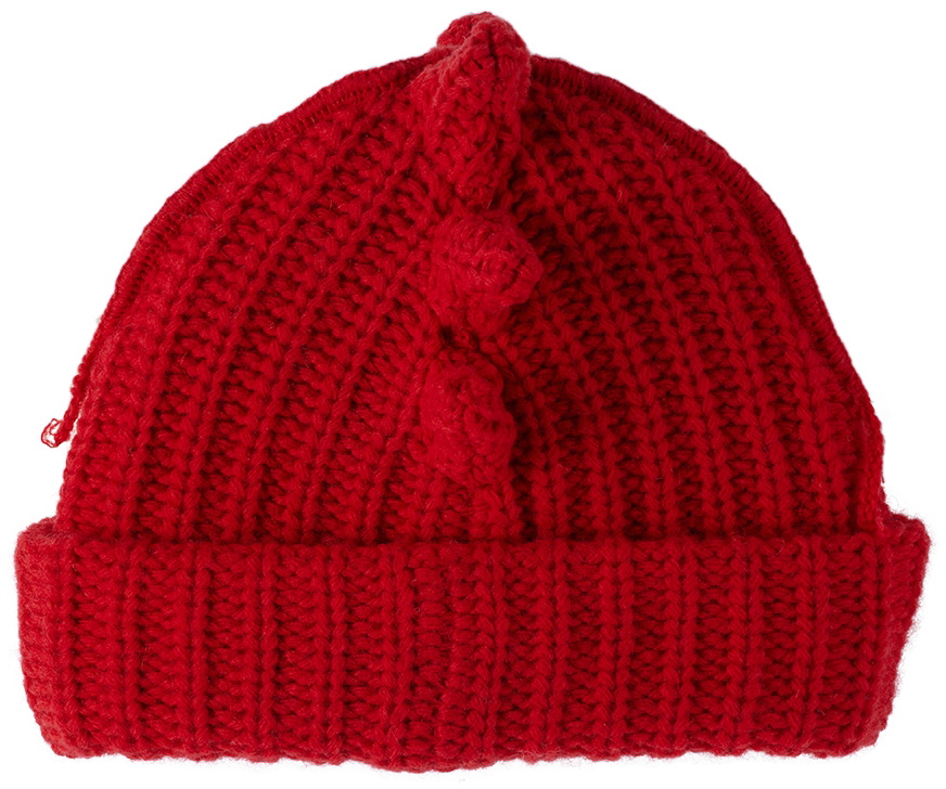 Charles Jeffrey LOVERBOY SSENSE Exclusive Baby Red Chunky Spikes Beanie ...