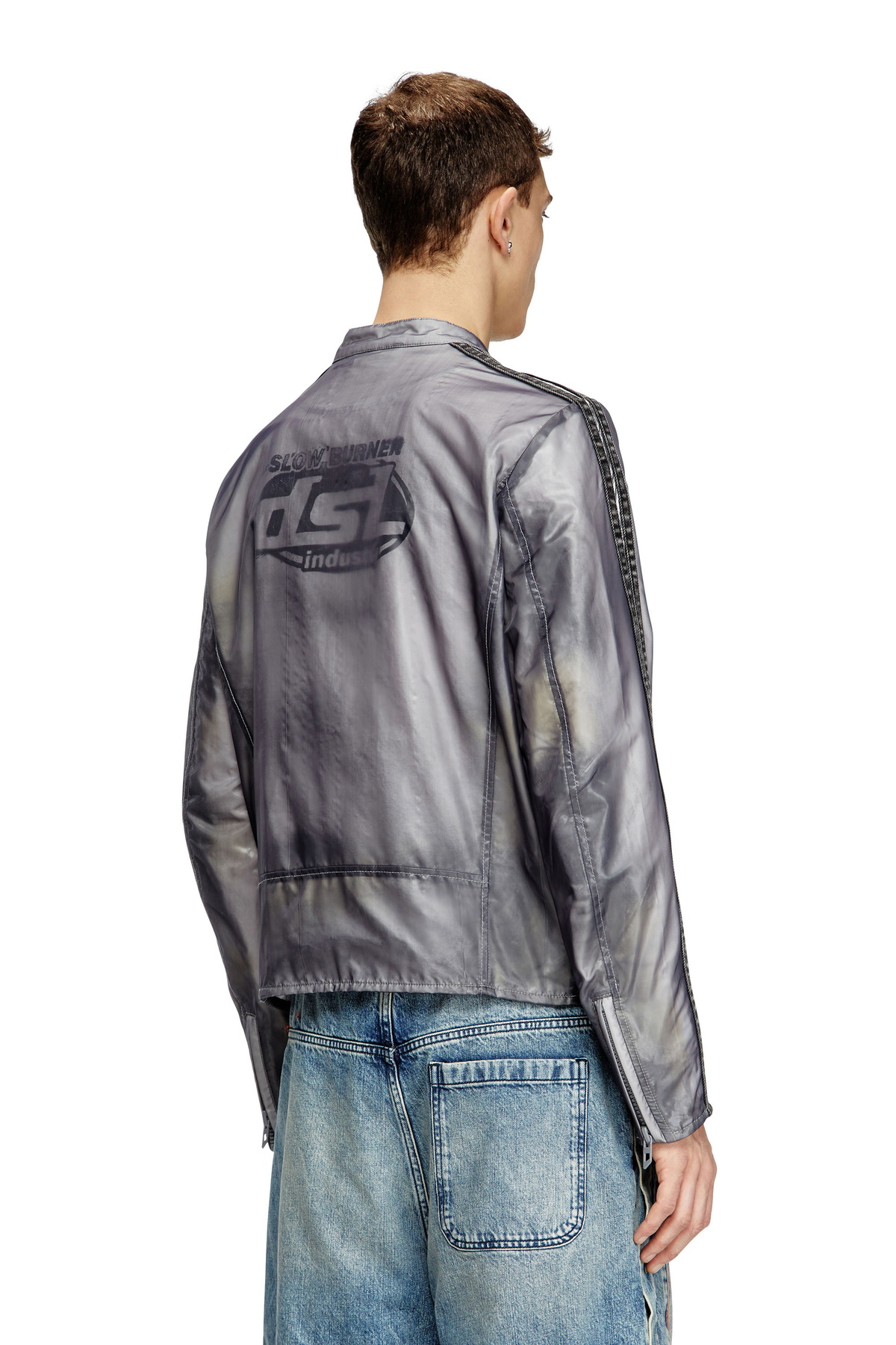 Diesel Biker jacket with transparent effect - Jackets Mens in To Be ...