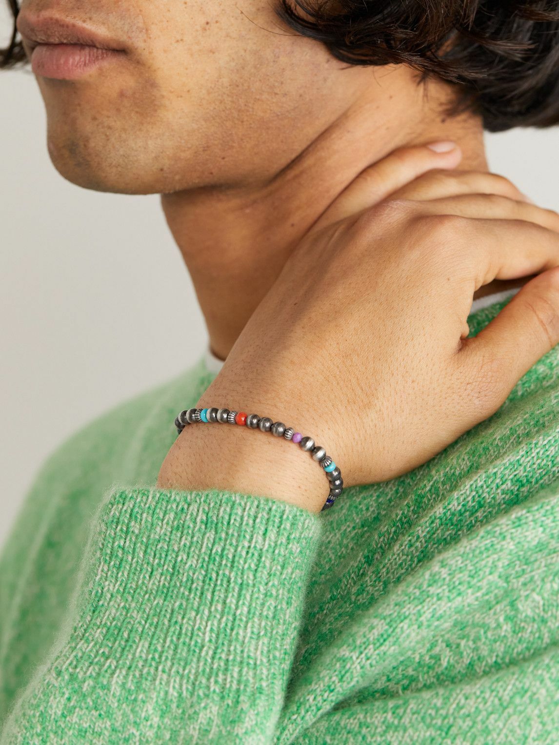 Peyote Bird - Silver-Tone Multi-Stone Beaded Bracelet Peyote Bird