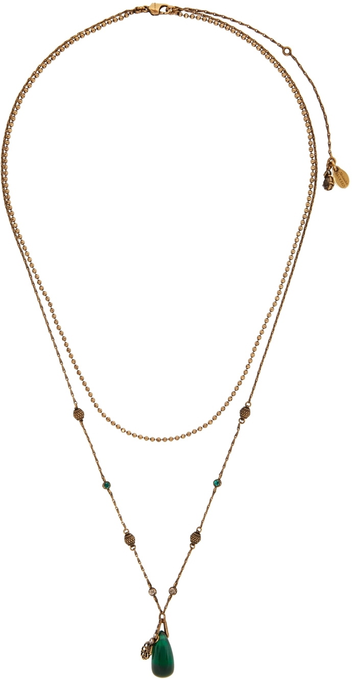 Alexander McQueen Gold Seal Signature Double Layer Necklace Alexander ...