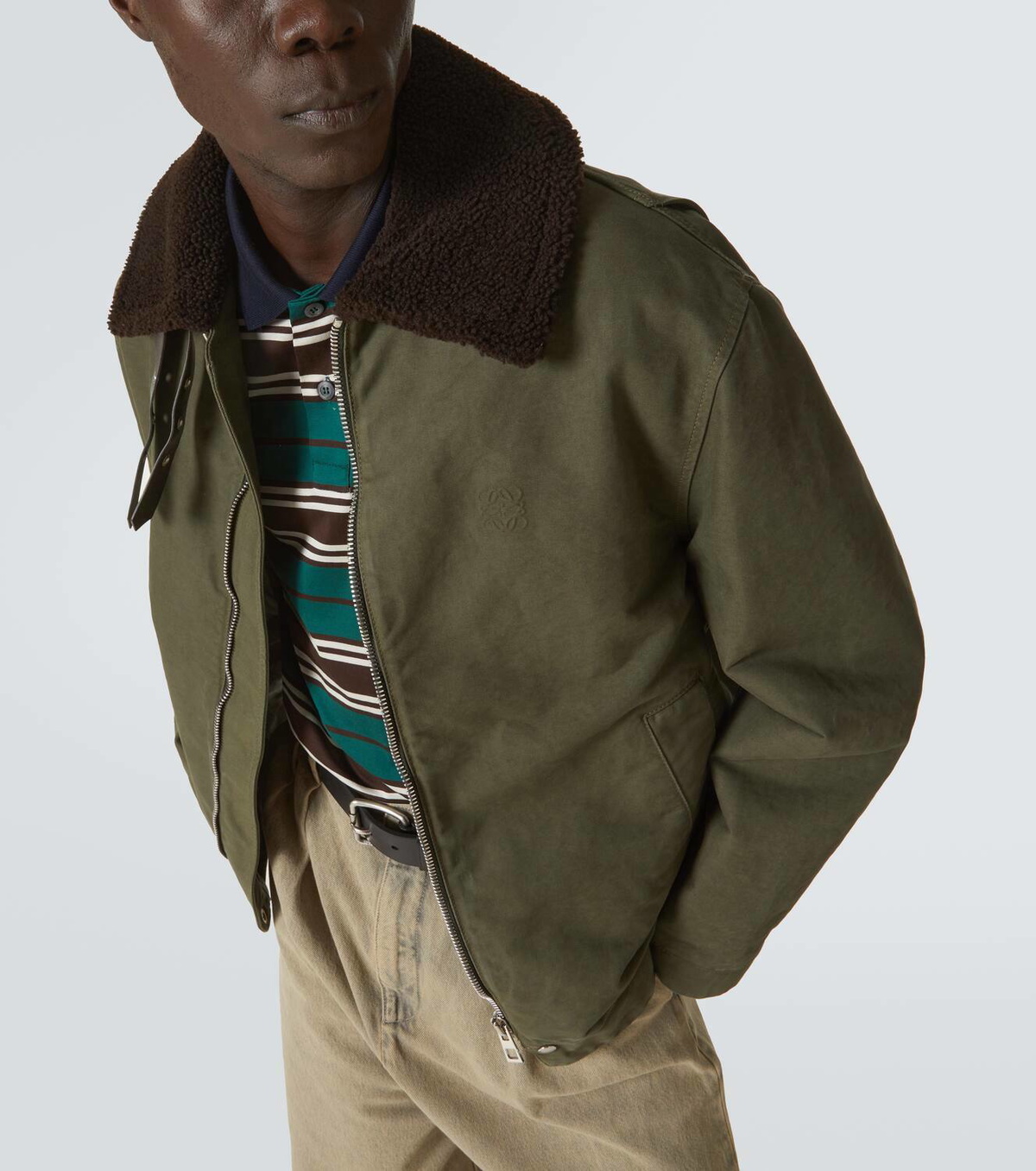 Loewe Shearling-trimmed cotton twill jacket Loewe
