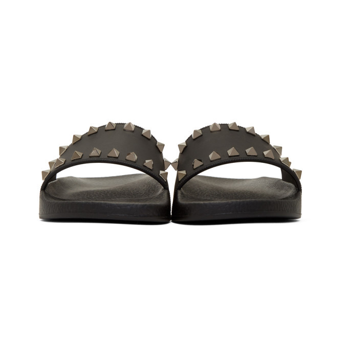 Valentino Black Valentino Garavani Rockstud Pool Slides Valentino Garavani