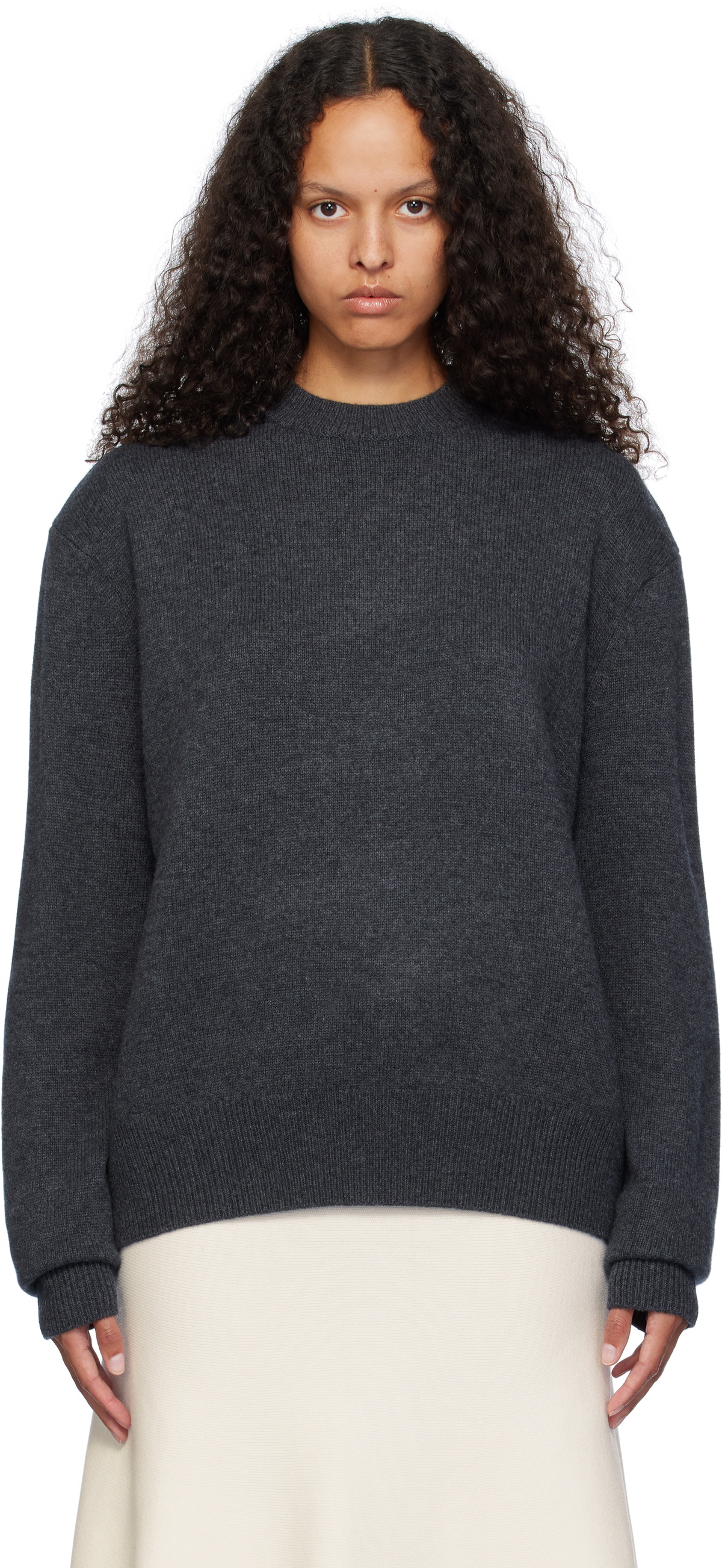 The Frankie Shop Gray Rafaela Padded Knit Sweater The Frankie Shop