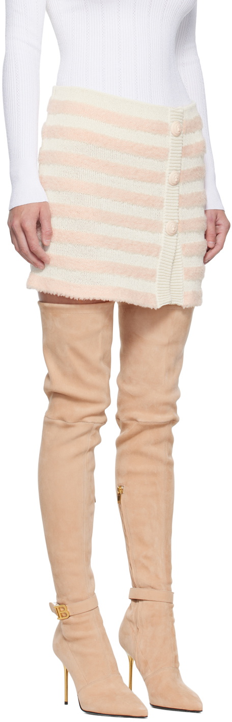 Balmain White & Pink Striped Skirt Balmain