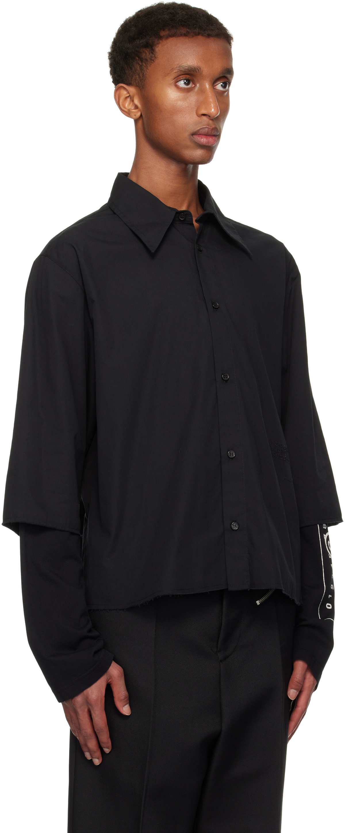 MM6 Maison Margiela Black Long-Sleeved Shirt MM6 Maison Margiela