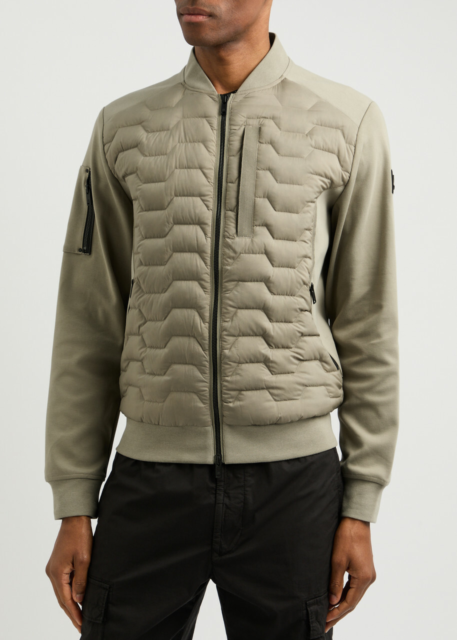 Moose Knuckles Granite Nylon and Cotton Bomber Jacket Green Moose Knuckles